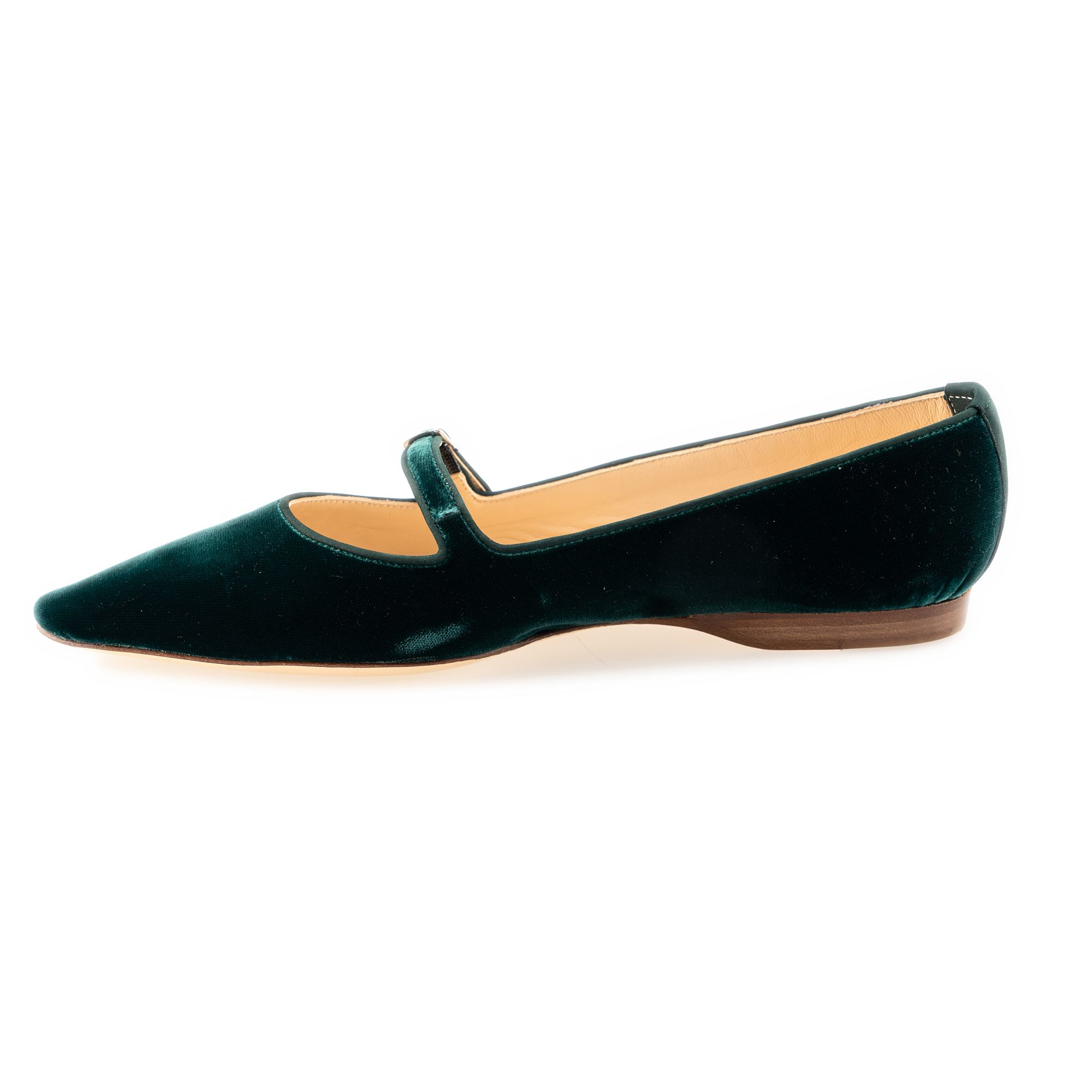 70's Strap+Bar Shoe Low Ballet-Green Velvet – Emma Hope shop