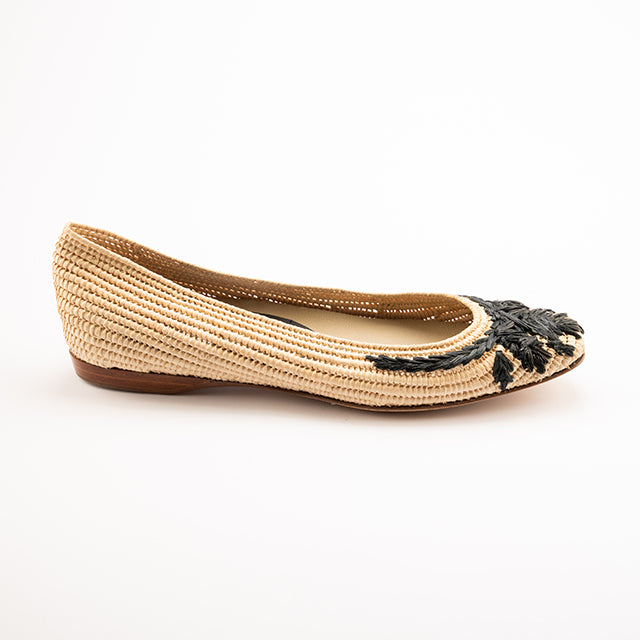 Raffia Wheatsheaf Chisel Ballet-Natural-Black – Emma Hope shop