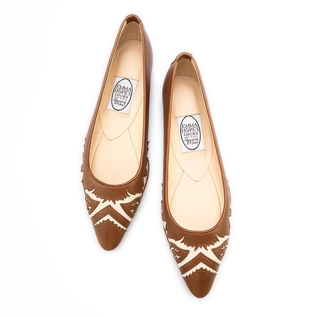 Gypsy Brogueing Pointy Ballet - Bone-Tan – Emma Hope shop