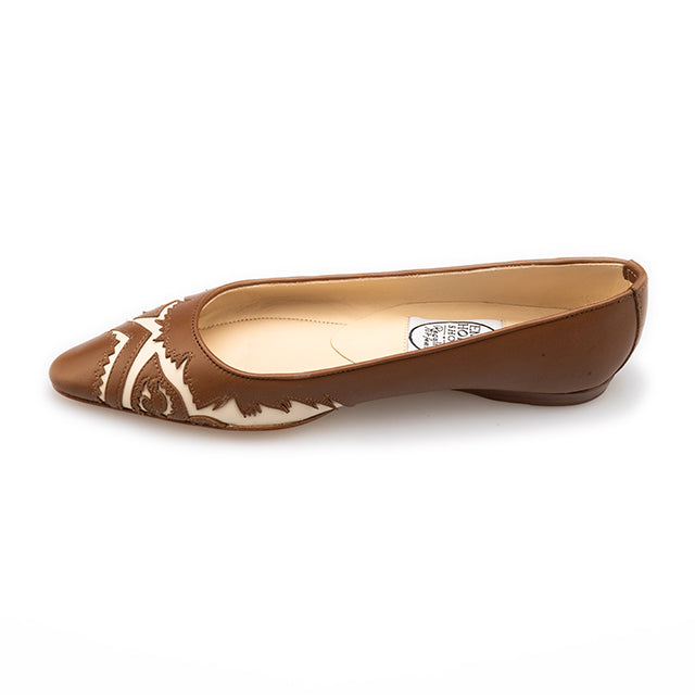 Gypsy Brogueing Pointy Ballet - Bone-Tan – Emma Hope shop