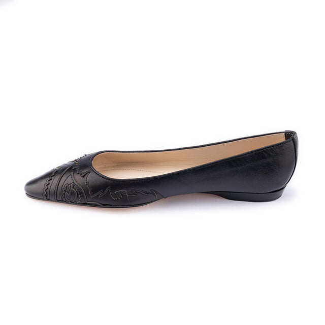 Gypsy Brogueing Pointy Ballet -Black – Emma Hope shop