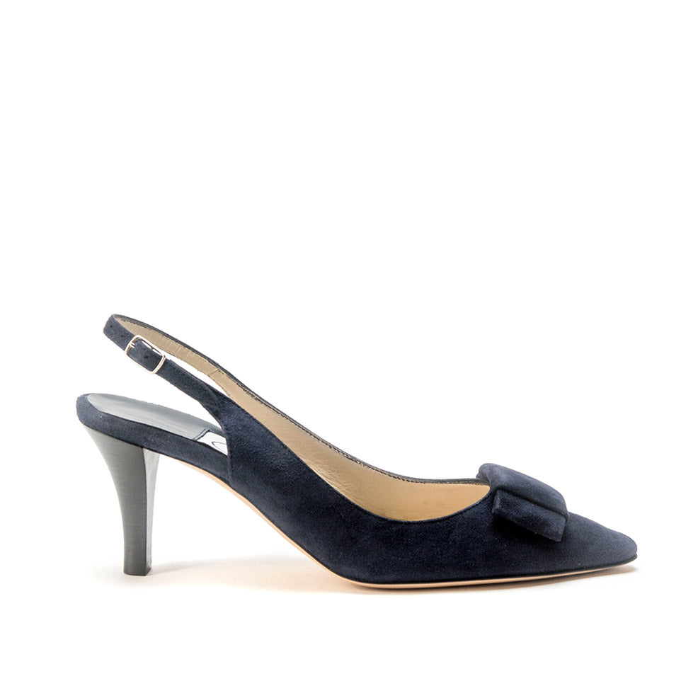 Flat Bow High Sling-Navy-Suede – Emma Hope shop