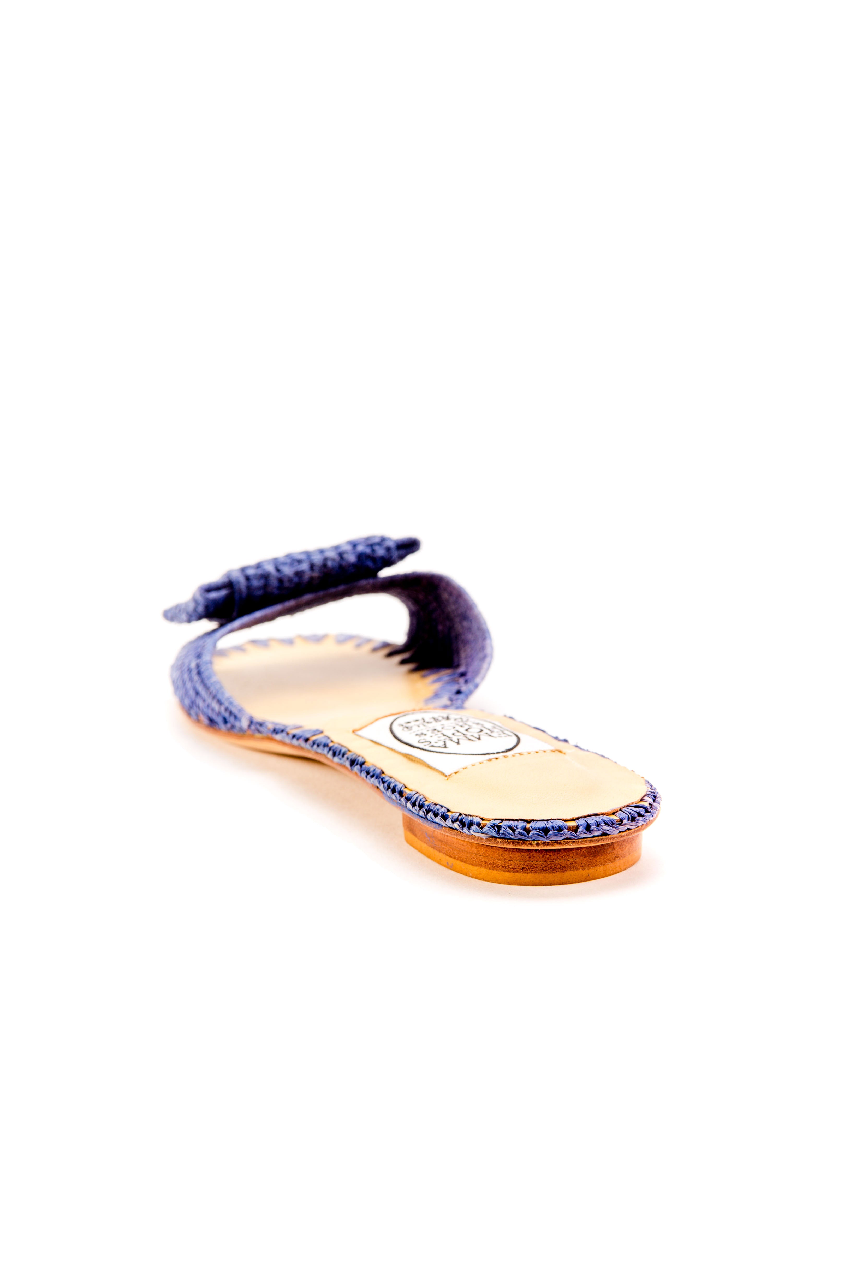 Raffia Open Flat Bow Mule-China Blue – Emma Hope shop