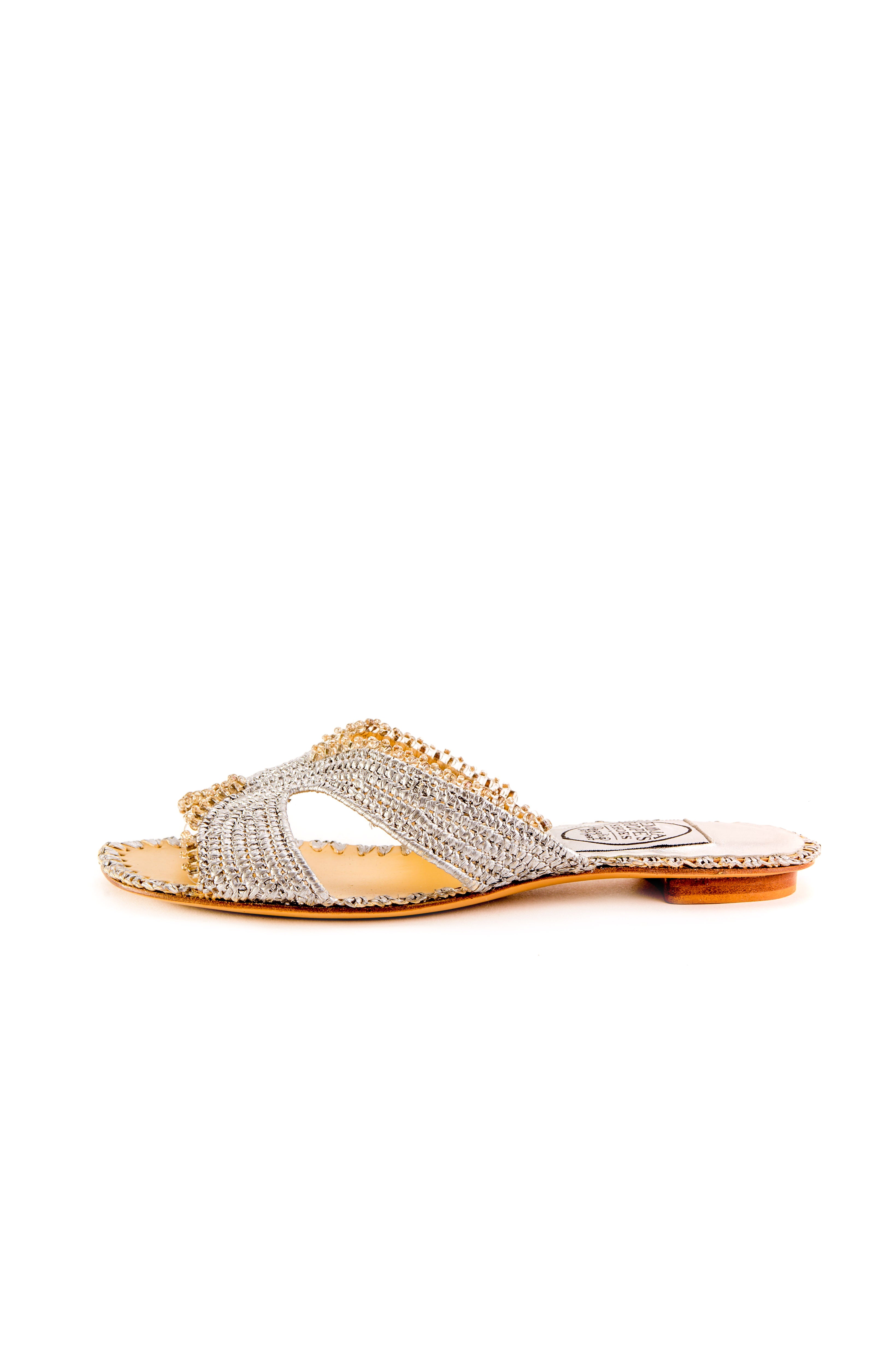 H Sandal Raffia Beaded-silver – Emma Hope shop